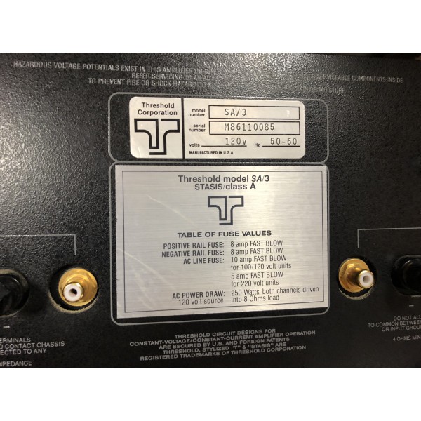Threshold SA/3 Class A - solid state - Power Amplifiers