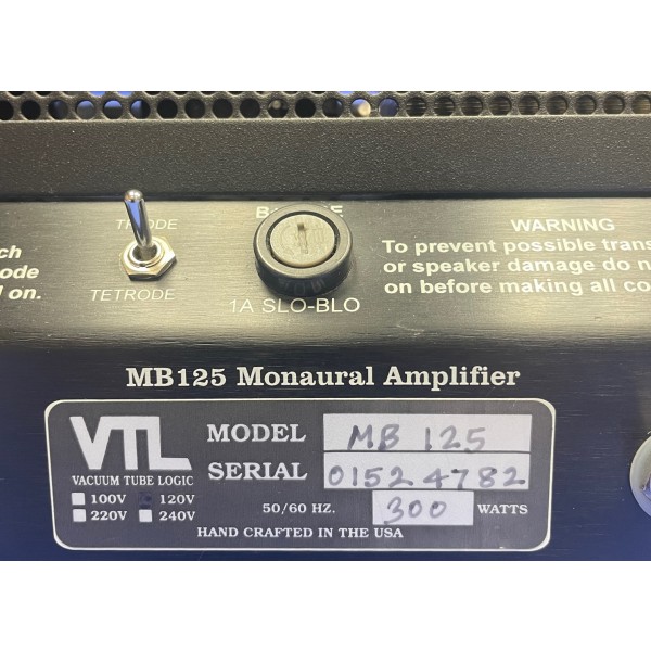 VTL MB-125 Monoblock Power Amplifier Pair - Power Amplifiers